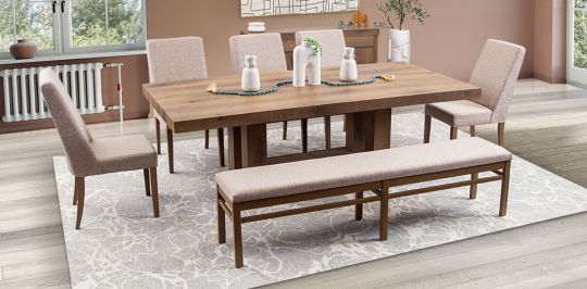 Comedor Rectangular 240 Cm Anka Con Sillas y Banca Anka Mix Café 7 Piezas