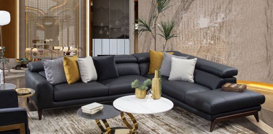 Sala Modular Derecha Twin Negro Piel (Boal)